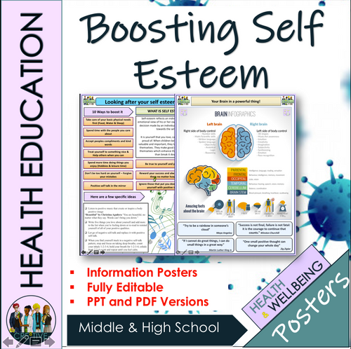 Boosting Self Esteem Posters + Work Sheet - Amped Up Learning