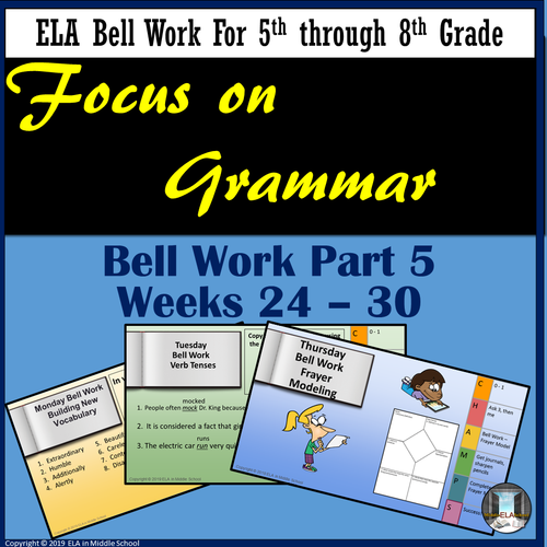 Focus on Grammar Bell Work and Bell Ringers - Part 5 Remote Ready ...