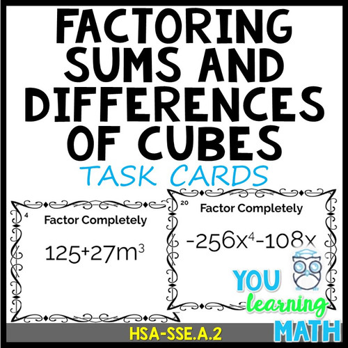 Factoring Sums and Differences of Cubes: 20 Task Cards - Amped Up Learning