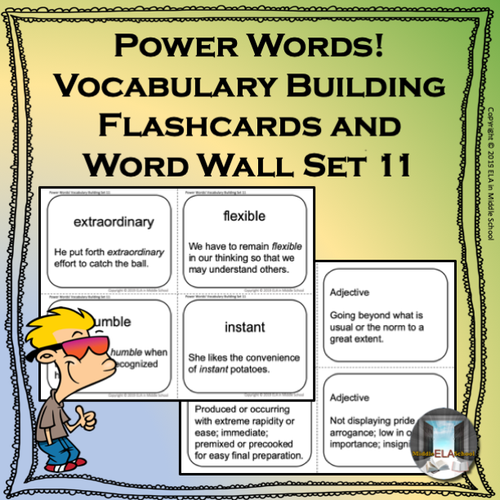 Power Words! Vocabulary Building Flashcards and Word Wall Set 11 ...