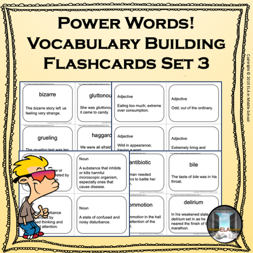 Power Words! Vocabulary Building Flashcards and Word Wall Set 3 - Amped ...