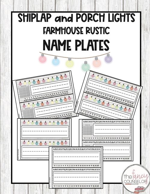 Shiplap and Porch Lights Farmhouse Rustic Name plates Classroom Decor ...