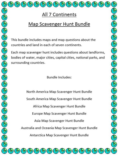 All 7 Continents Map Scavenger Hunt Bundle - Amped Up Learning