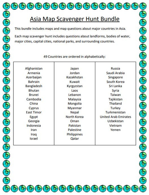 Asia Map Scavenger Hunt - Amped Up Learning
