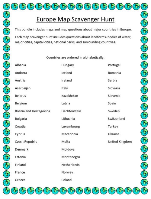 Europe Map Scavenger Hunt Bundle - Amped Up Learning