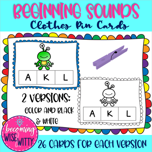Beginning Sounds Clothes Pin Cards!