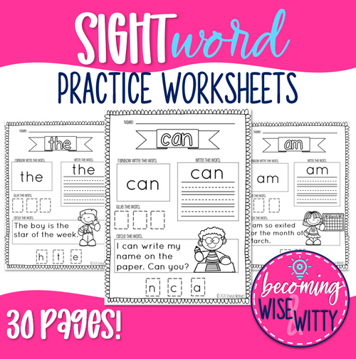 Sight Word Practice Worksheets