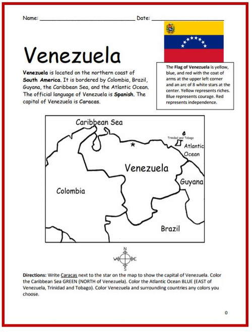 Color and Learn Geography - Venezuela - Amped Up Learning