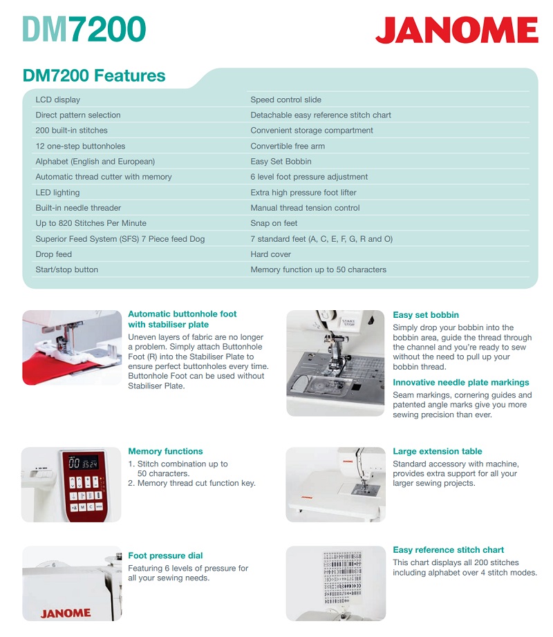 Janome DM 7200 Sewing Machine - Sew Many Stitches