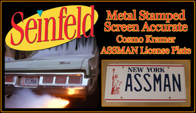 SEINFELD - "ASSMAN" - Prop Replica Metal Stamped License Plate - Doctor ...