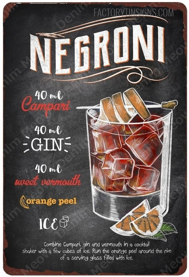 Negroni Cocktail Poster - FactoryTinSigns