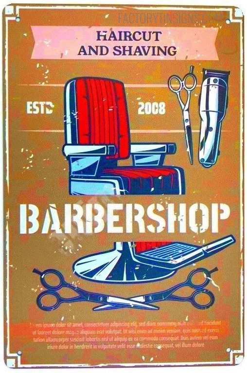 Haircut And Shaving Metal Signs - FactoryTinSigns