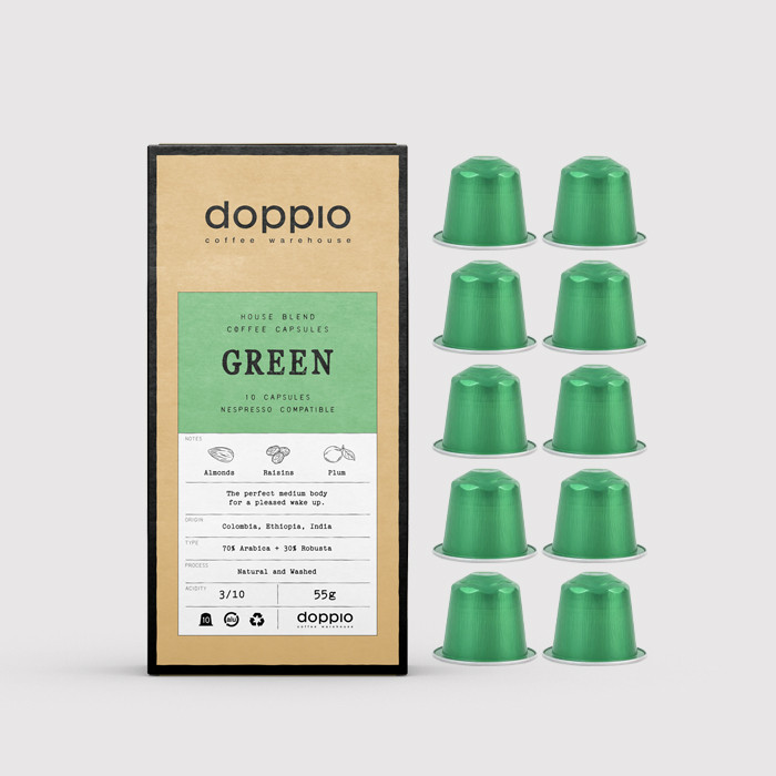 Doppio Green Blend - Nespresso Compatible Capsules | Doppio Coffee ...
