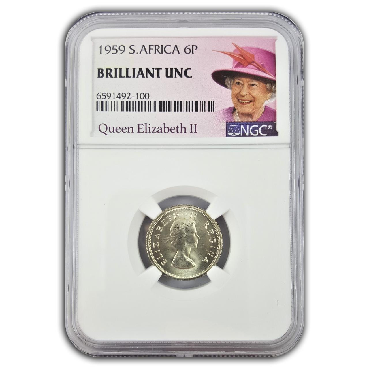 1959 Silver 6 Pence NGC - Queen Elizabeth II