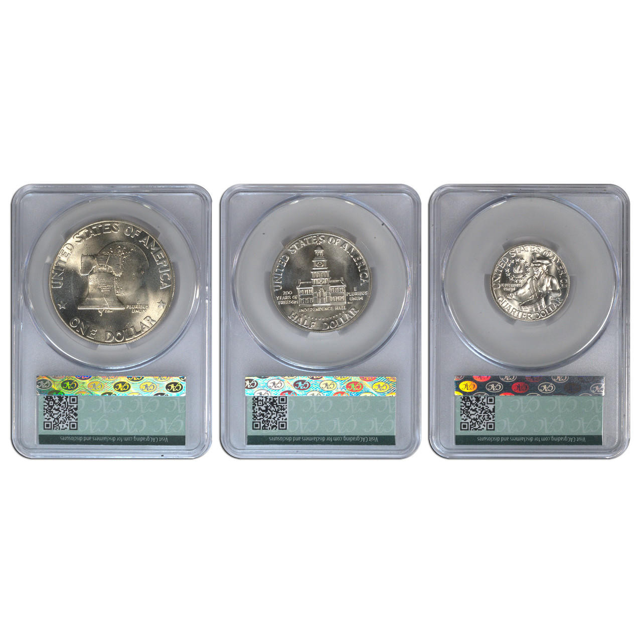 1976-S Silver Bicentennial Mint Set CACG MS64 - 3pc Set