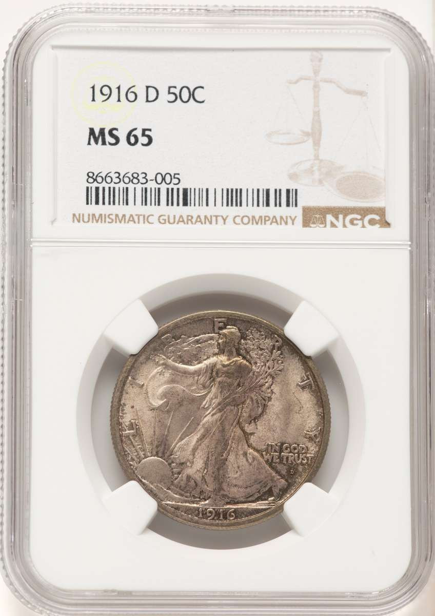 1916-D 50C Walking Liberty Half Dollar Coin NGC MS65 | Rare Coins For Sale