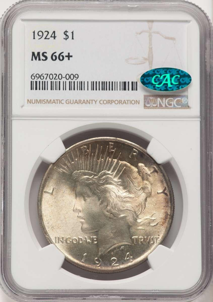 1924 S$1 Peace Silver Dollar Coin NGC MS66 CAC + | Rare Coins For Sale