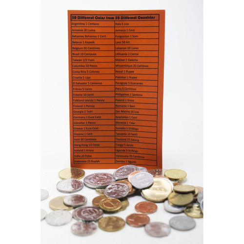 50 different coins from 50 countries