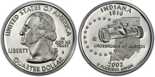 Buy 2002-S Indiana State Quarter Choice Proof 90% Silver Online