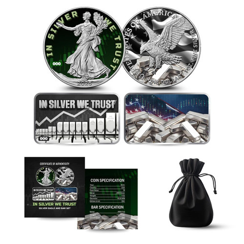 2025 “In Silver We Trust” Silver Eagle & Bar Set