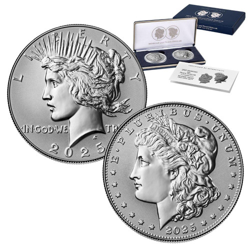 2025 Reverse Proof Morgan and Peace Dollar Two-Coin Set OGP