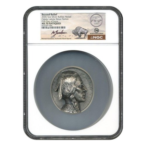 2026 5 oz Silver Buffalo Nickel “Coming To Life™” Beyond Relief™ NGC ...