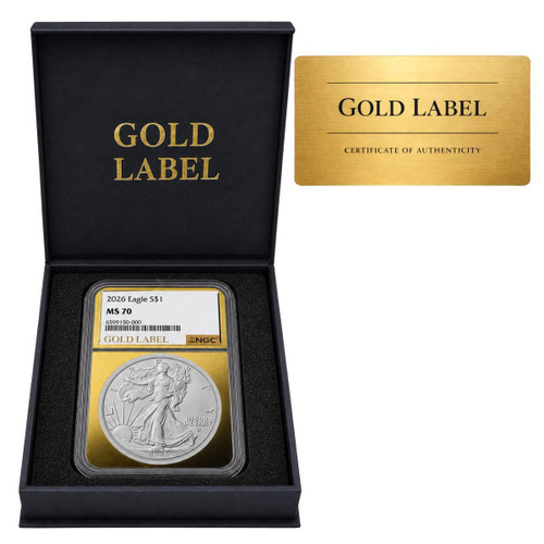 2026 American Silver Eagle NGC MS70 Gold Label (1 of 25) w/Box & CoA