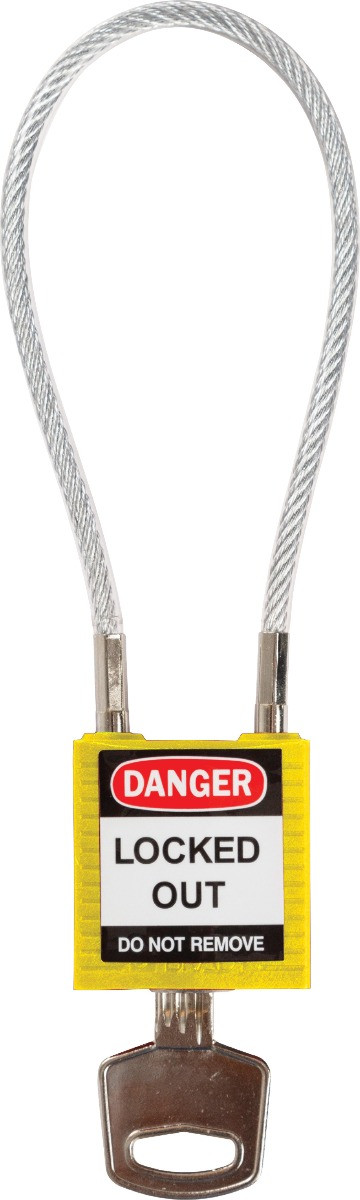 Yellow Compact Cable Padlock - 20cm Cable