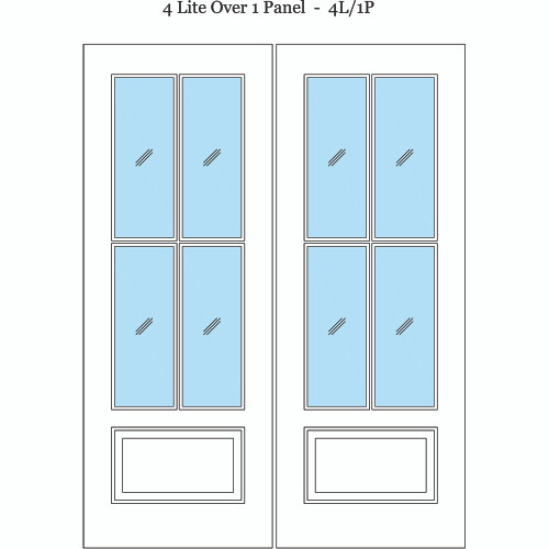 4 Lite Over 1 Wood Panel Double Barn Sliding Door DALMATIAN DOORS