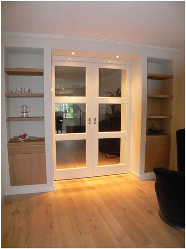 3 Lite Pocket Door with Glass Panels DALMATIAN DOORS