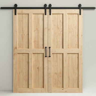 Traditional 4 Panel Sliding Double Shaker Barn Door DALMATIAN DOORS