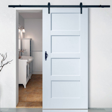 Wood Four Panel Shaker Barn Door | DALMATIAN DOORS