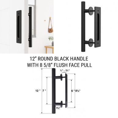 12 inch Round Black Handle with 8 5/8 inch Flush Pull (Handles and ...