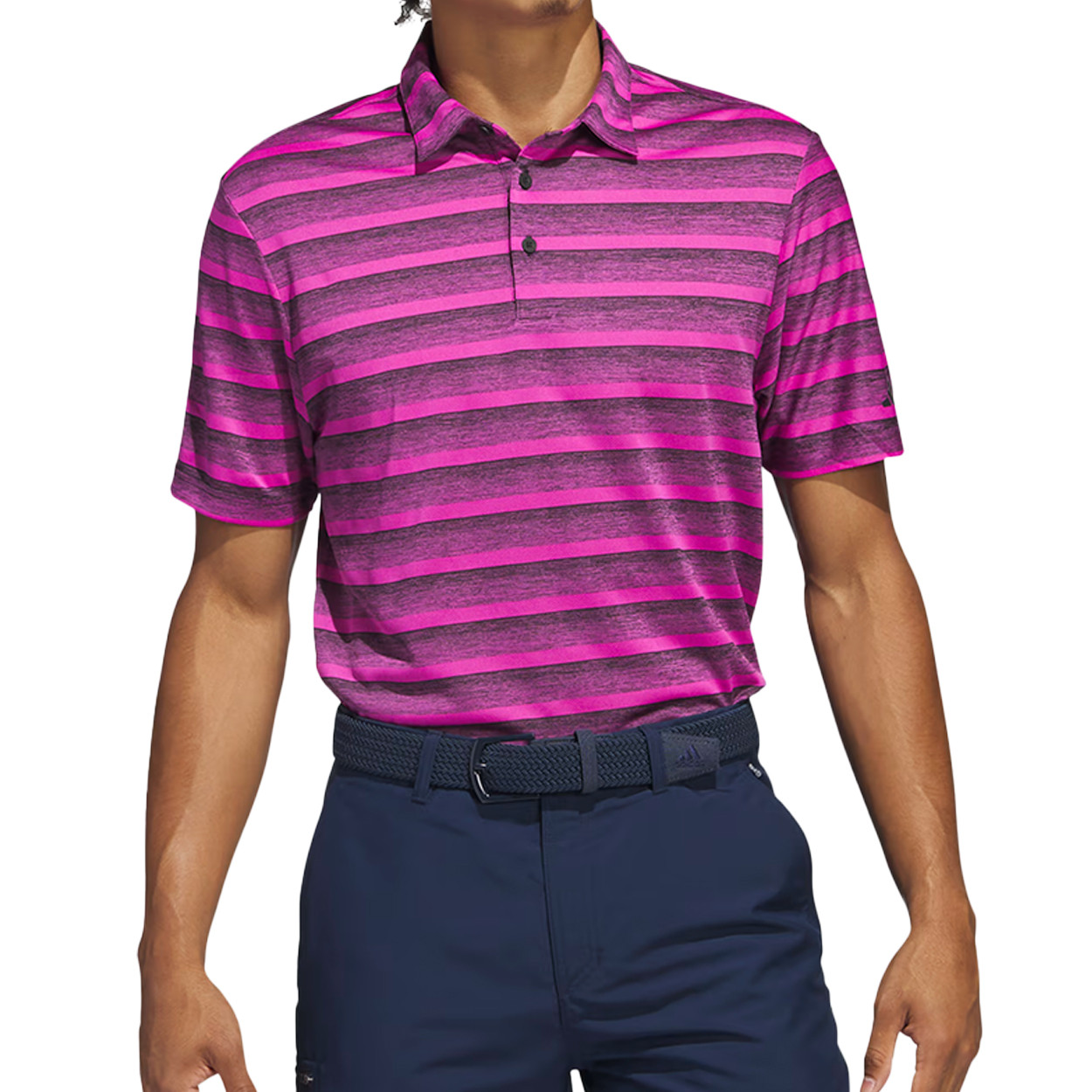 Adidas Two-Color Striped Polo Golf Shirt - GolfEtail.com