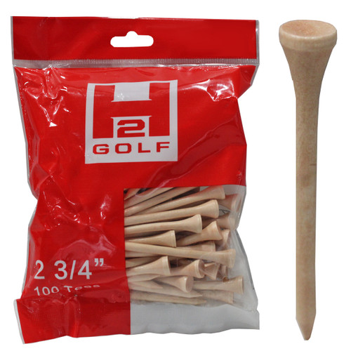 H2 2 3/4" Performance Wooden Golf Tees (100 count) - Natural Wood ...