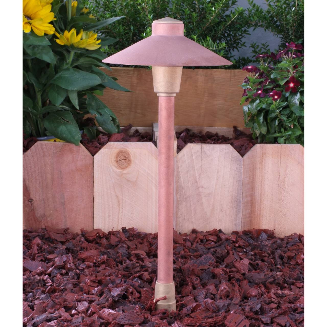 Elite Series Cast Brass Path Light With Copper Finish 7" Diameter Hood ...