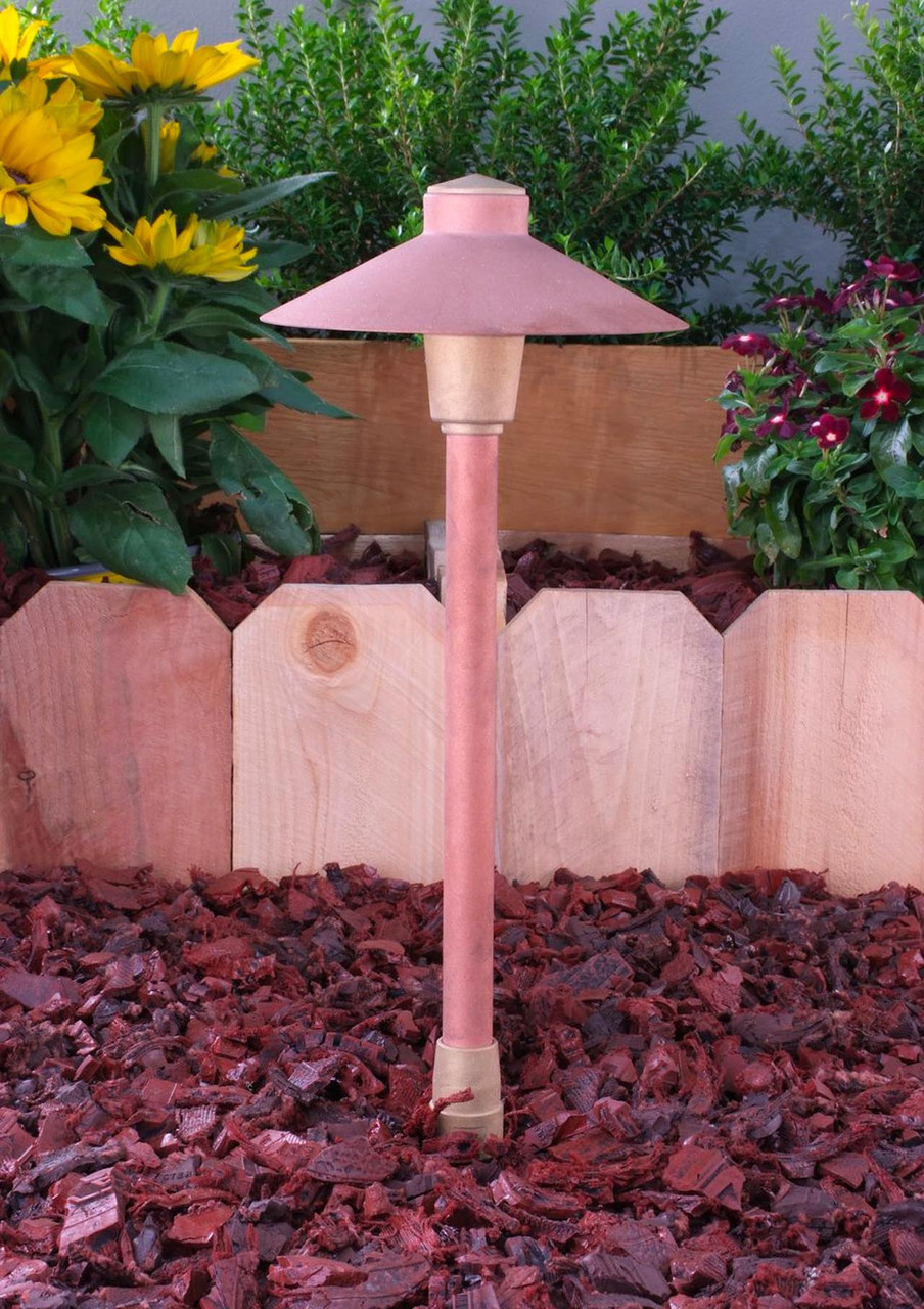 Elite Series Cast Brass Path Light With Copper Finish 7" Diameter Hood ...