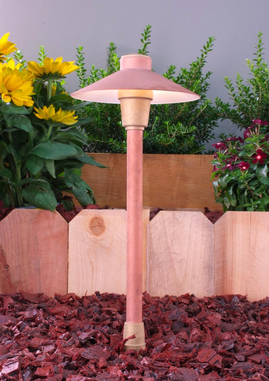 Elite Series Cast Brass Path Light With Copper Finish 7" Diameter Hood ...