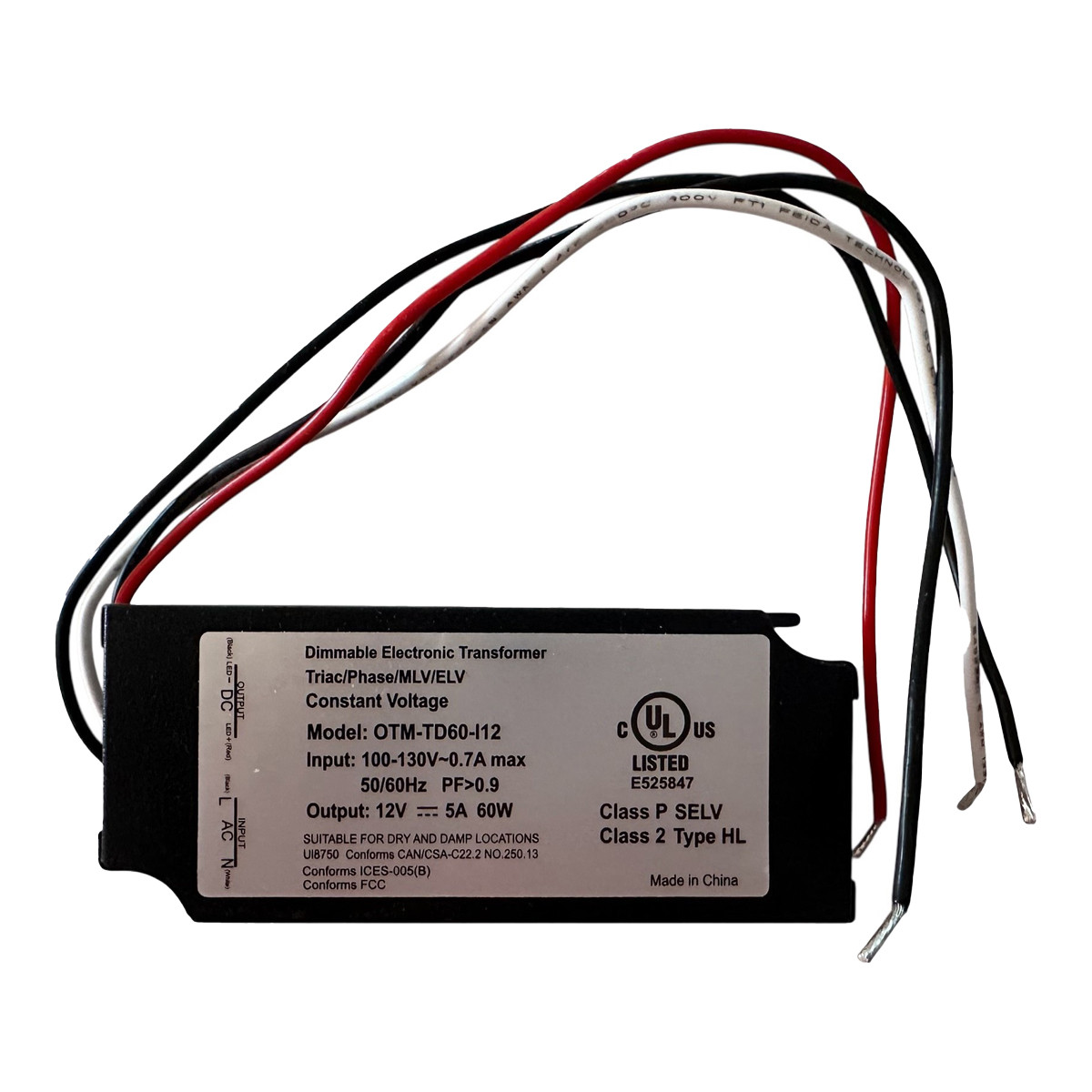 Inline transformer 120V to 12V, 5A, 60W - YardBright® Landscape Lighting