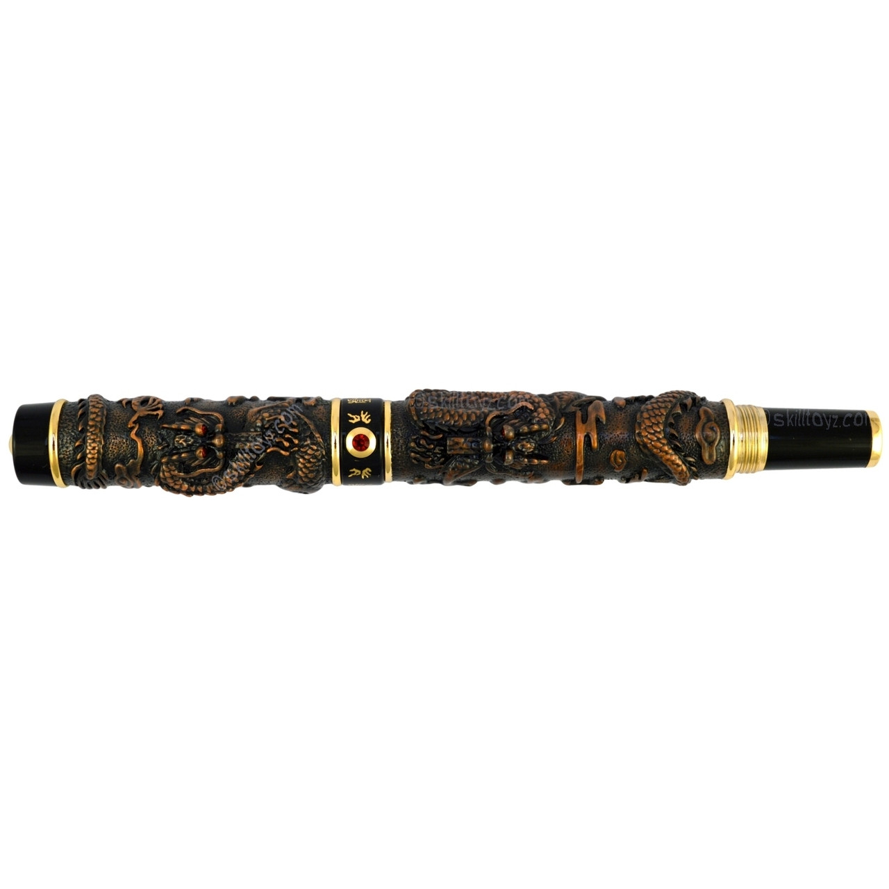 Jinhao 999 Dragon Fountain Pen Antique Silver and Red + free ink ...