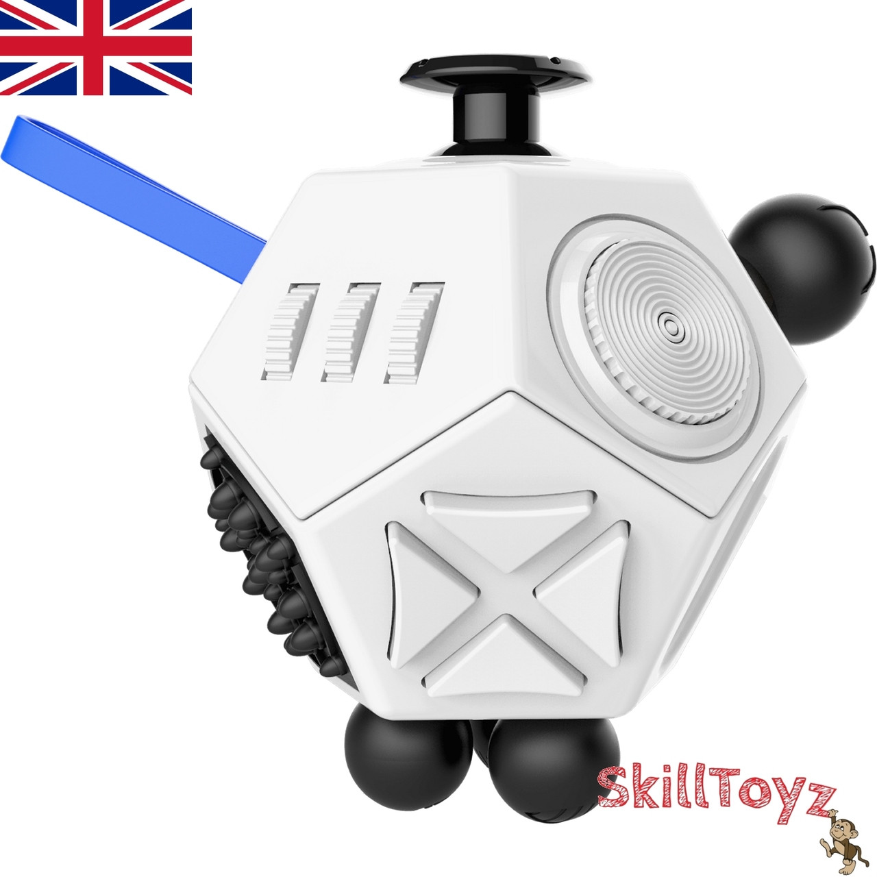 Fidget Cube 12 Sided Desk Toy White - SkillToyz