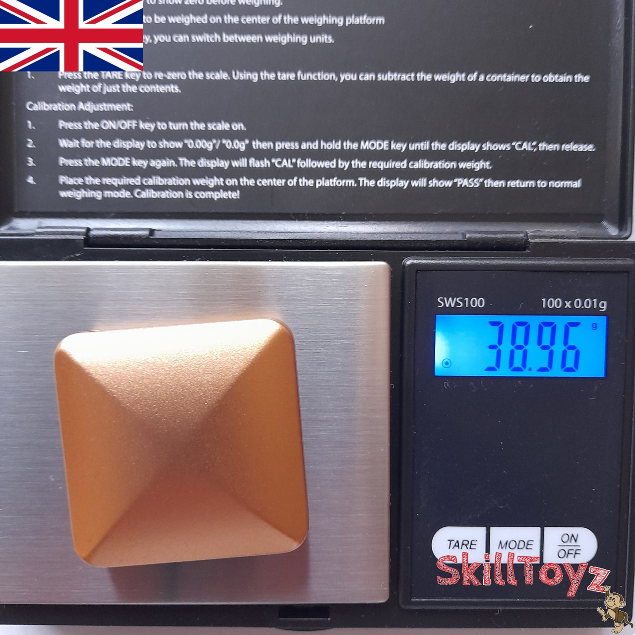 Flip Over Desk Toy Aluminium Square Gold 38g - SkillToyz
