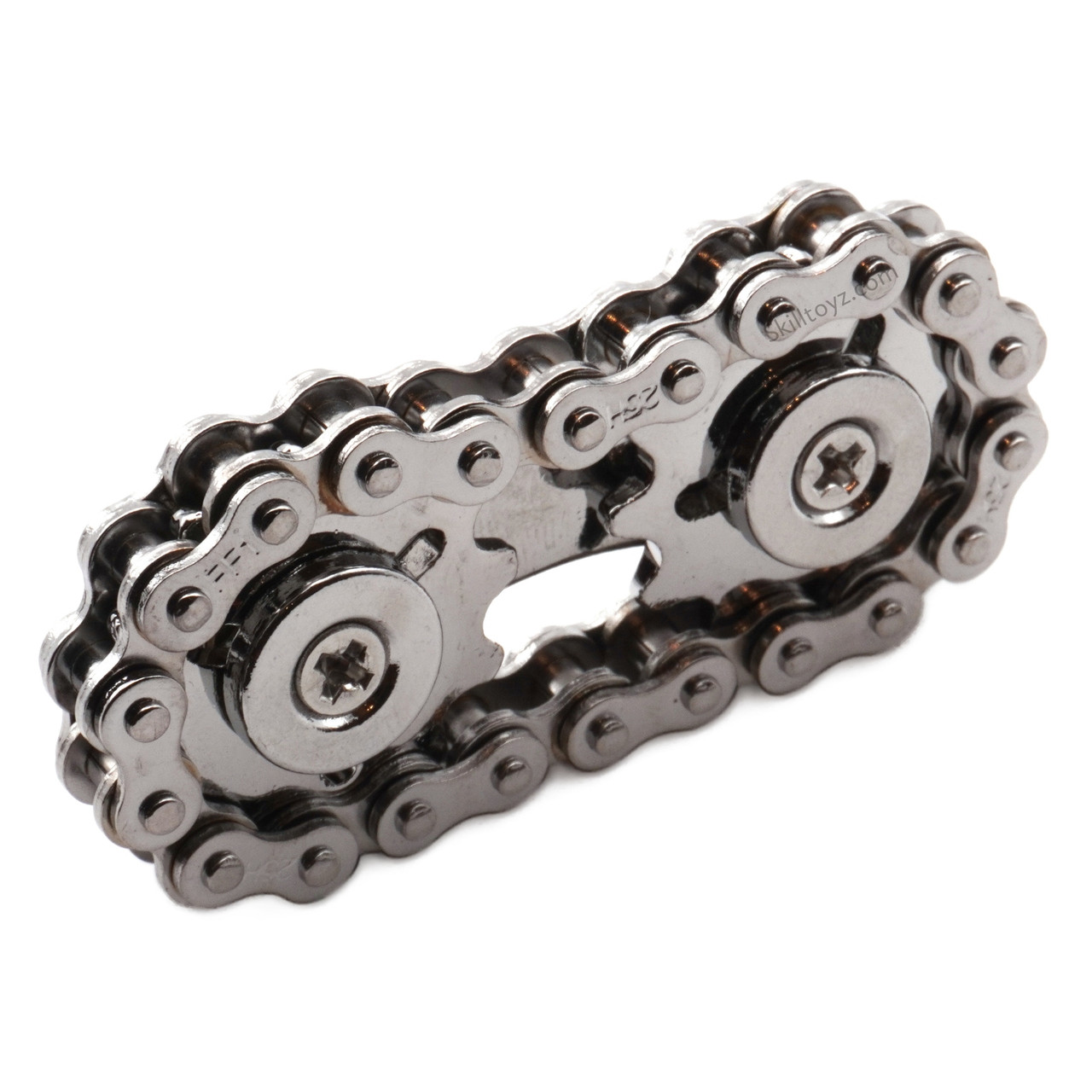 Metal Two Gears Bike Chain Fidget Gadget Small Silver - SkillToyz