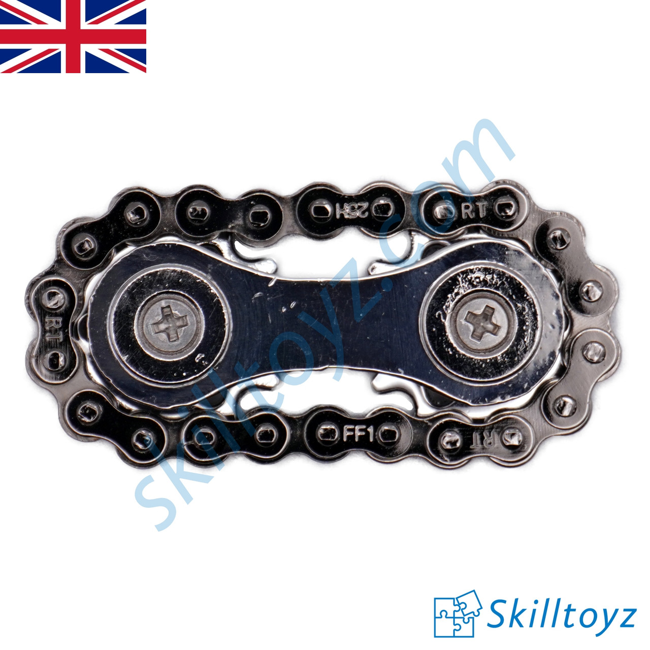 Metal Two Gears Bike Chain Fidget Gadget Small Silver and Gunmetal Grey ...