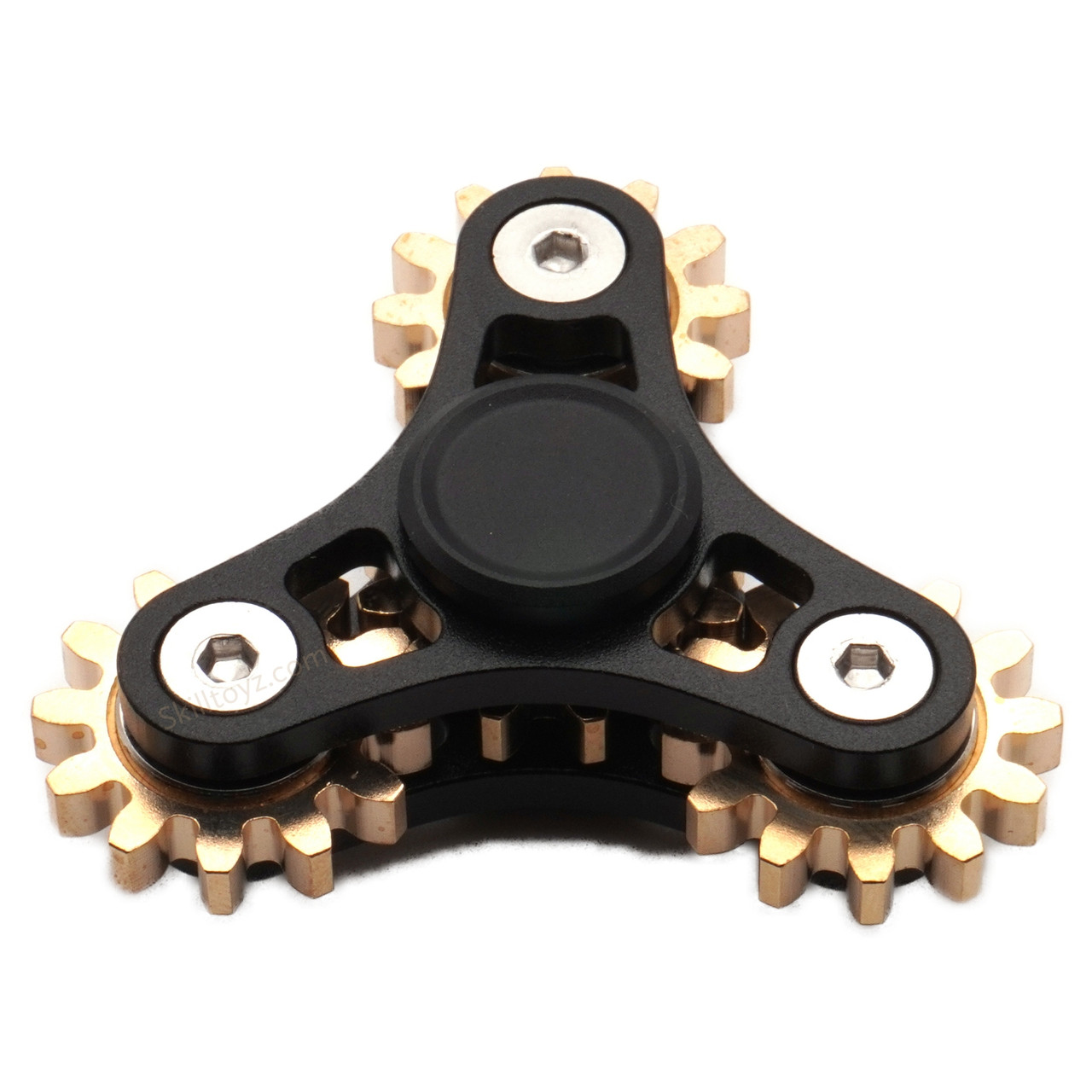 Metal Finger Fidget Spinner with Four Brass Cogs Triangle - Black ...