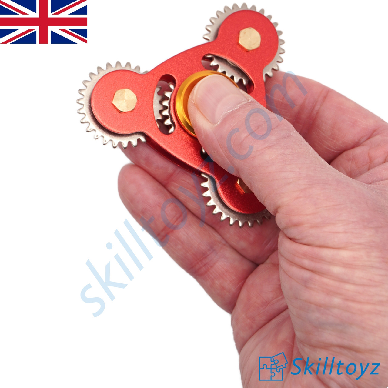 Metal Finger Fidget Spinner with Four Cogs - Red - SkillToyz