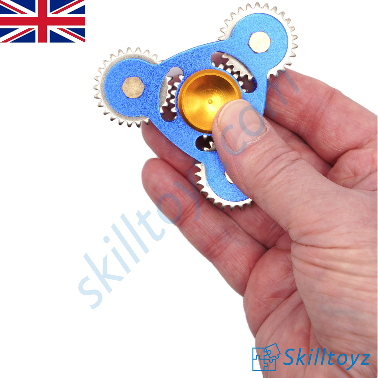 Metal Finger Fidget Spinner with Four Cogs - Blue - SkillToyz