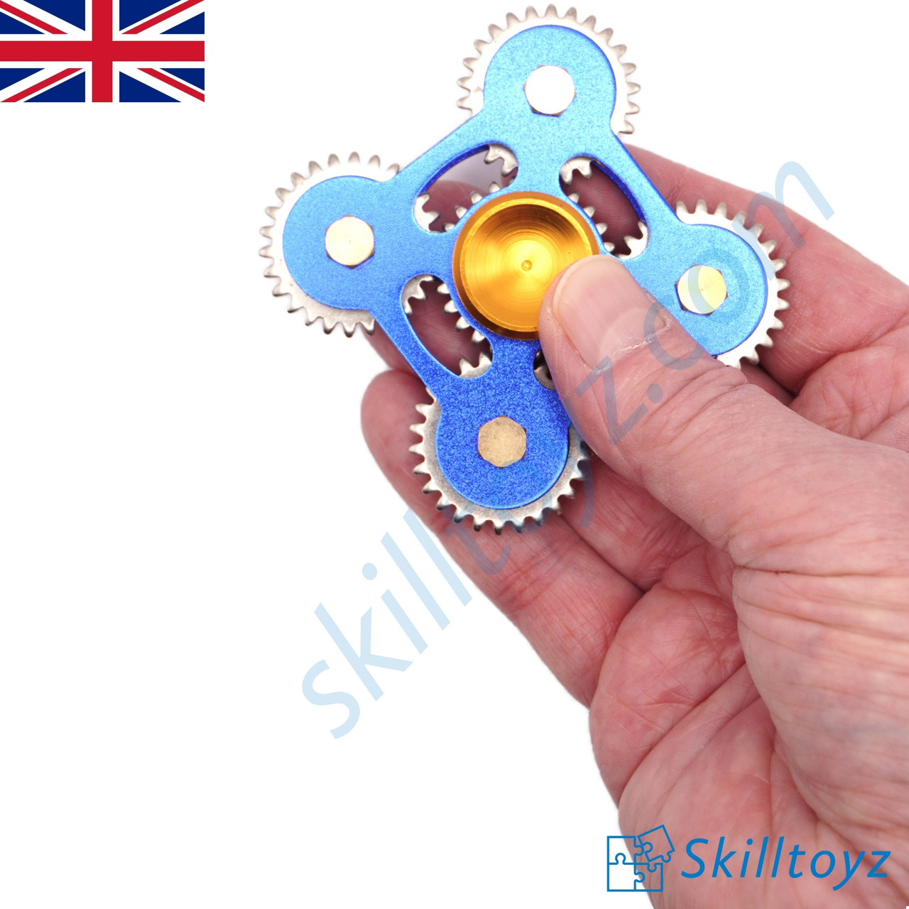 Metal Finger Fidget Spinner with Five Cogs - Blue - SkillToyz