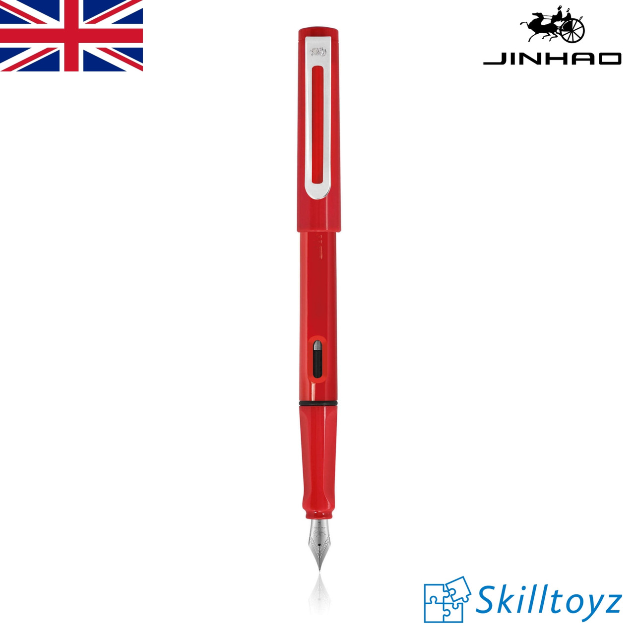 Jinhao 599A Fountain Pen China Red Gloss F Nib + 5 free ink cartridges ...