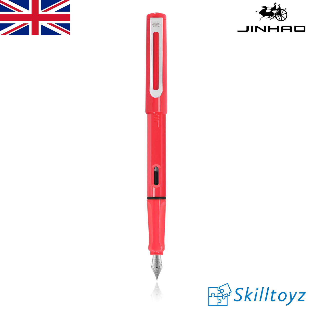 Jinhao 599A Fountain Pen Pink Gloss F Nib + 5 free ink cartridges ...